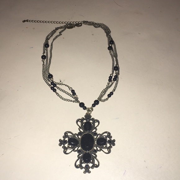 Cookie Lee | Jewelry | Cookie Lee Black Cross Necklace | Poshmark